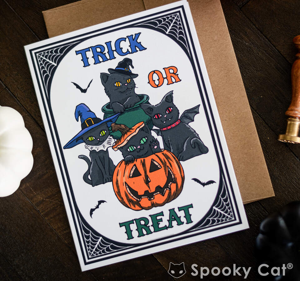 Black Cat Halloween Card – Spooky Cat Press