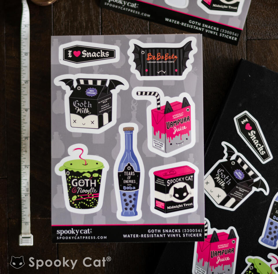 Goth Snacks Vinyl Sticker Sheet – Spooky Cat Press